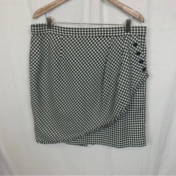 Talbots | Skirts | Talbots Wrap Skirt 8 Plus Sexy Black White Fringe Houndstooth Faux | Poshmark